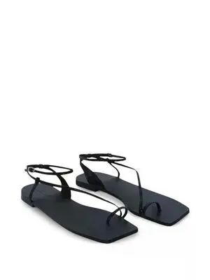 Johanna Ortiz Strappy Thong Flat Sandals - Black