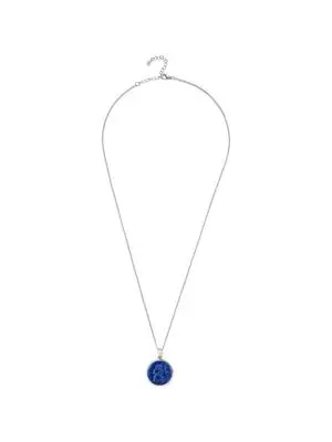 Mateo Lapis Lazuli Lion-carving Sterling Necklace - Silver