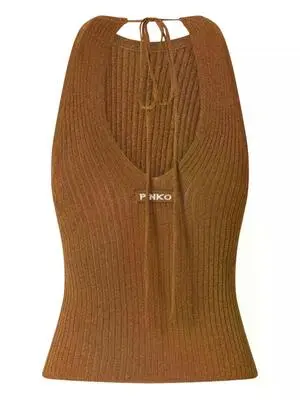 Pinko Ribbed Knit Tie Neck Top