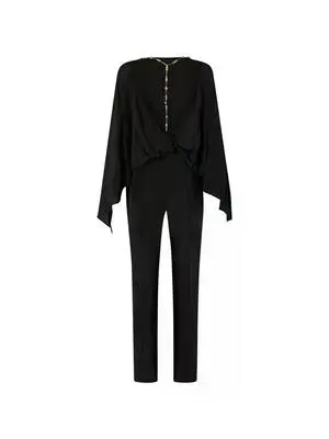 Pinko Long Playsuit With Exposed Back And Jewel Necklace