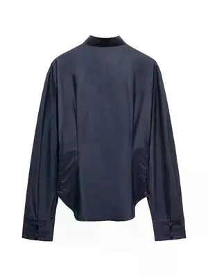 Shanghai Tang Silk Mandarin Collar Blouse - Blue