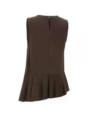 KAOS Sleeveless Ruffled Hem Blouse - Brown