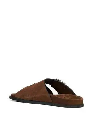 ALOHAS Suede Double Strap Mules With Silver-tone Hardware