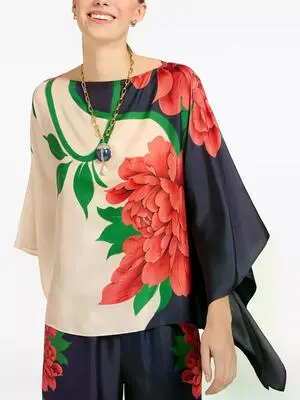 La DoubleJ Floral Print Silk Blouse