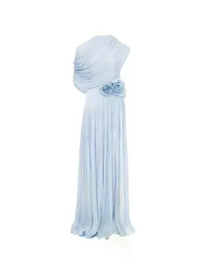 ANA RADU One-shoulder Petal Embellished Gown - Blue