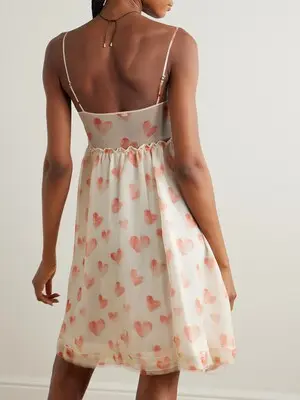 R13 Ruffled Printed Silk-chiffon Mini Dress