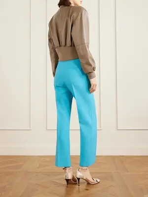 Chloé Cropped Leather Bomber Jacket With Zip-up Fastening - Neutrals