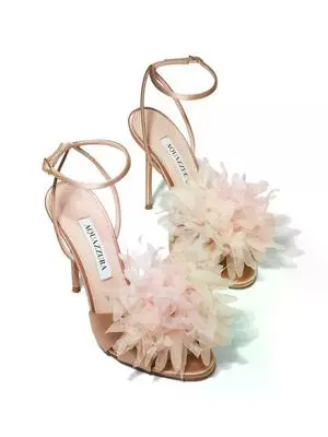 AQUAZZURA Poème Flower-embellished Ankle-strap Sandals - Pink