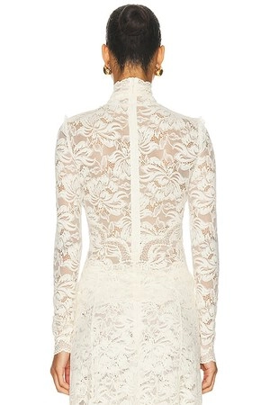 Rabanne Turtleneck Lace Top - Ivory