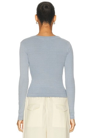 Citizens Of Humanity Varra Top Ribbed Jersey Knit Henley - Hematite