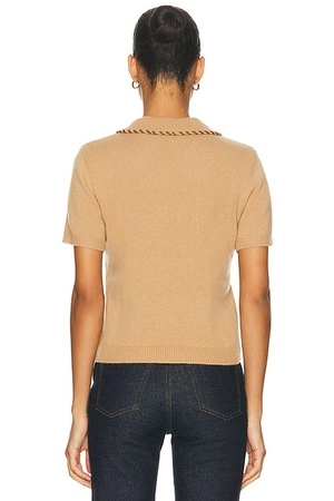 FRAME The Leather Stitch Polo Top
