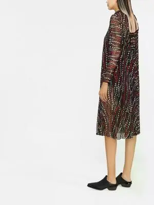 Red Valentino Star Print Pleated Dress - Black