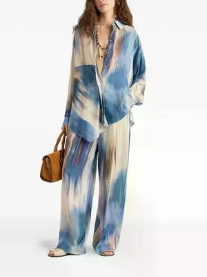Momoni Aliento Printed Palazzo Pants - Blue