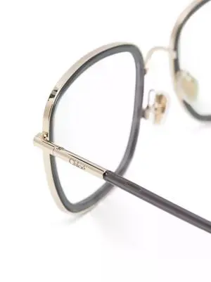Chloé Gold Tone Square Frame Glasses - Black