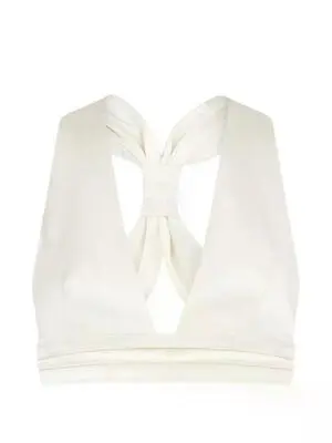 VIOLANTE NESSI Adele Cropped Top With Bow Detail - Neutrals