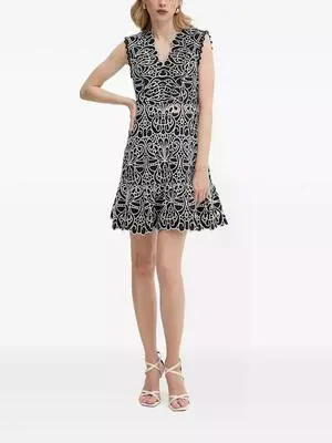MORGAN Scalloped Trim V-neck Mini Dress
