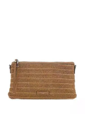 MARCELLA CLUB Woven Straw Leather Clutch Bag - Neutrals