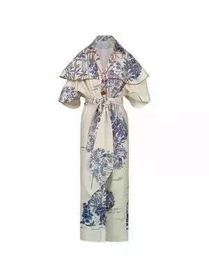 Johanna Ortiz Paper Flower Floral-print Trenchcoat - Neutrals