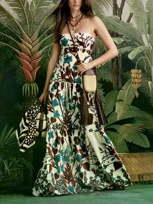 Johanna Ortiz White Floral Print Maxi Dress - Neutrals