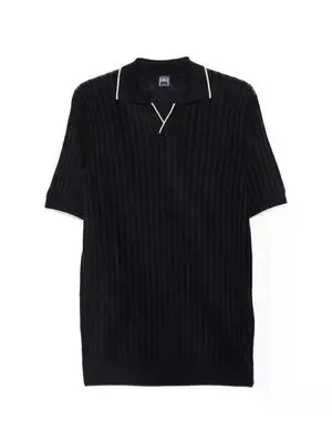 Fedeli Ribbed V-neck T-shirt - Blue