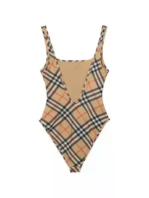 Burberry Checked Scoop Back Swimsuit