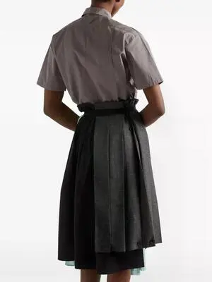 Prada Patchwork Pleated Midi Skirt