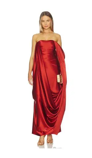 Alejandra Alonso Rojas Draped Overlay Gown - Red
