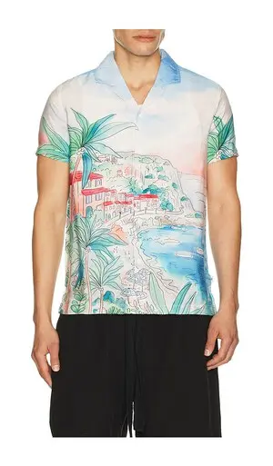 VINTAGE SUMMER Textured Camp Shirt In . Also - Multi