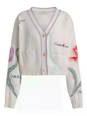 Alberta Ferretti Embroidered V-neck Cardigan - Neutrals