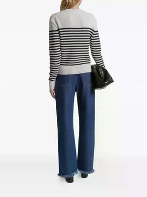 Alberta Ferretti Striped Buttoned Cardigan - White