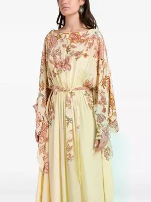 Hemant & Nandita Floral Boat Neck Maxi Dress - Neutrals