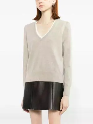 N.peal Lace Trim V-neck Sweater