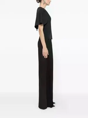 NISSA Cape Design Blouse With Short Sleeves - Black