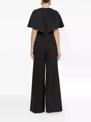 NISSA Cape Design Blouse With Short Sleeves - Black