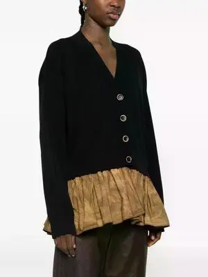 UMA WANG V-neck Cardigan With Ruffle Trim - Black