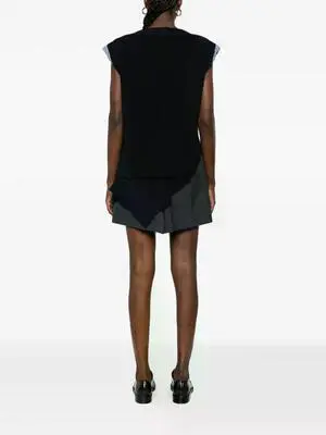 Sacai Asymmetric Mini Dress With Ribbed Knit Panel