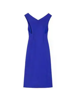 JIL SANDER Technical V-neck Off-the-shoulder Dress - Blue