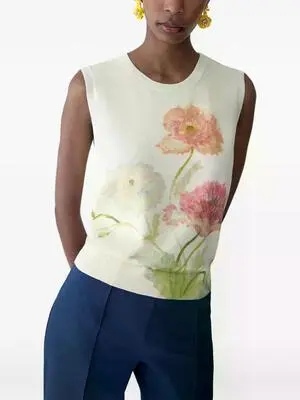 Carolina Herrera Poppy Print Silk-cotton Tank