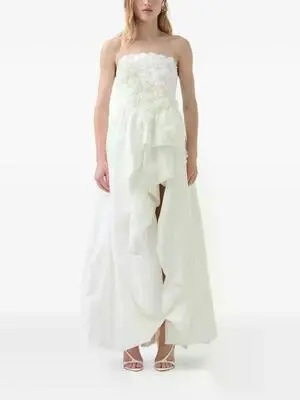 Aje Carina Strapless Floral Appliqué Maxi Dress - White