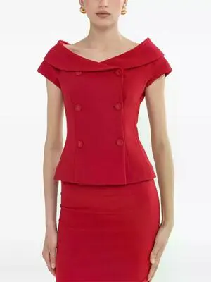 NISSA Off-shoulder Fitted Blazer - Red
