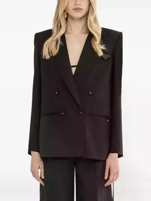 NISSA Open-back Double-breasted Blazer - Black