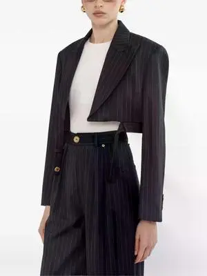NISSA Pinstripe Cropped Blazer - Blue