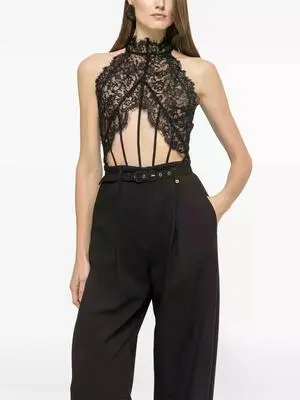 NISSA Belted High-rise Wide-leg Trousers