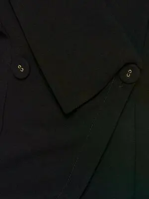 NISSA V-neck Button Detail Wrap Top - Black