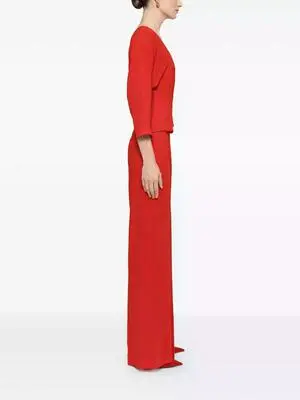 NISSA V-neck Ring Detail Top With Three-quarter Sleeves - Red