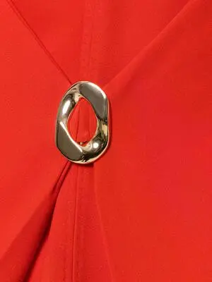 NISSA V-neck Ring Detail Top With Three-quarter Sleeves - Red
