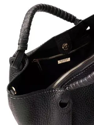 VISONA` Visona Mia Tote Bag With Braided Handles - Black