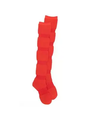 Issey Miyake Ribbed Knee High Socks - Red