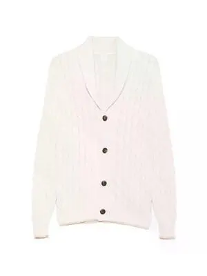 Eleventy Cable Knit Buttoned Cardigan - Neutrals