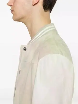 Eleventy Striped Suede Bomber Jacket - Neutrals
